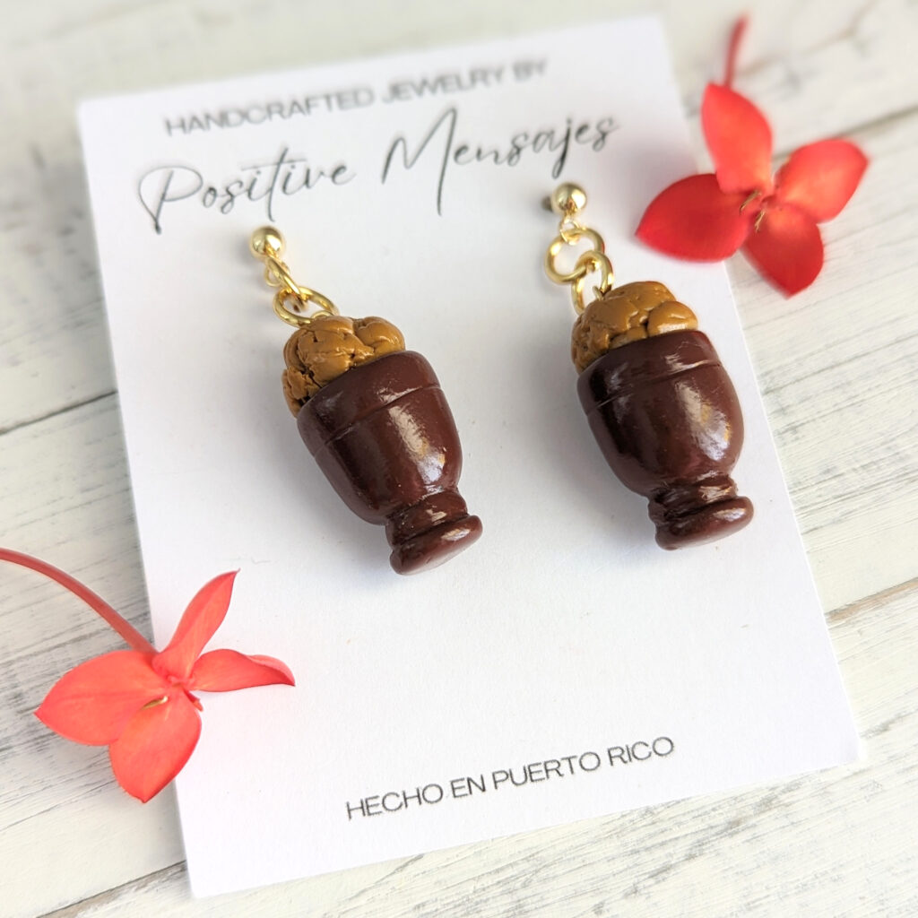 Puerto Rican Mofongo En Pilon Earrings - Positive Mensajes